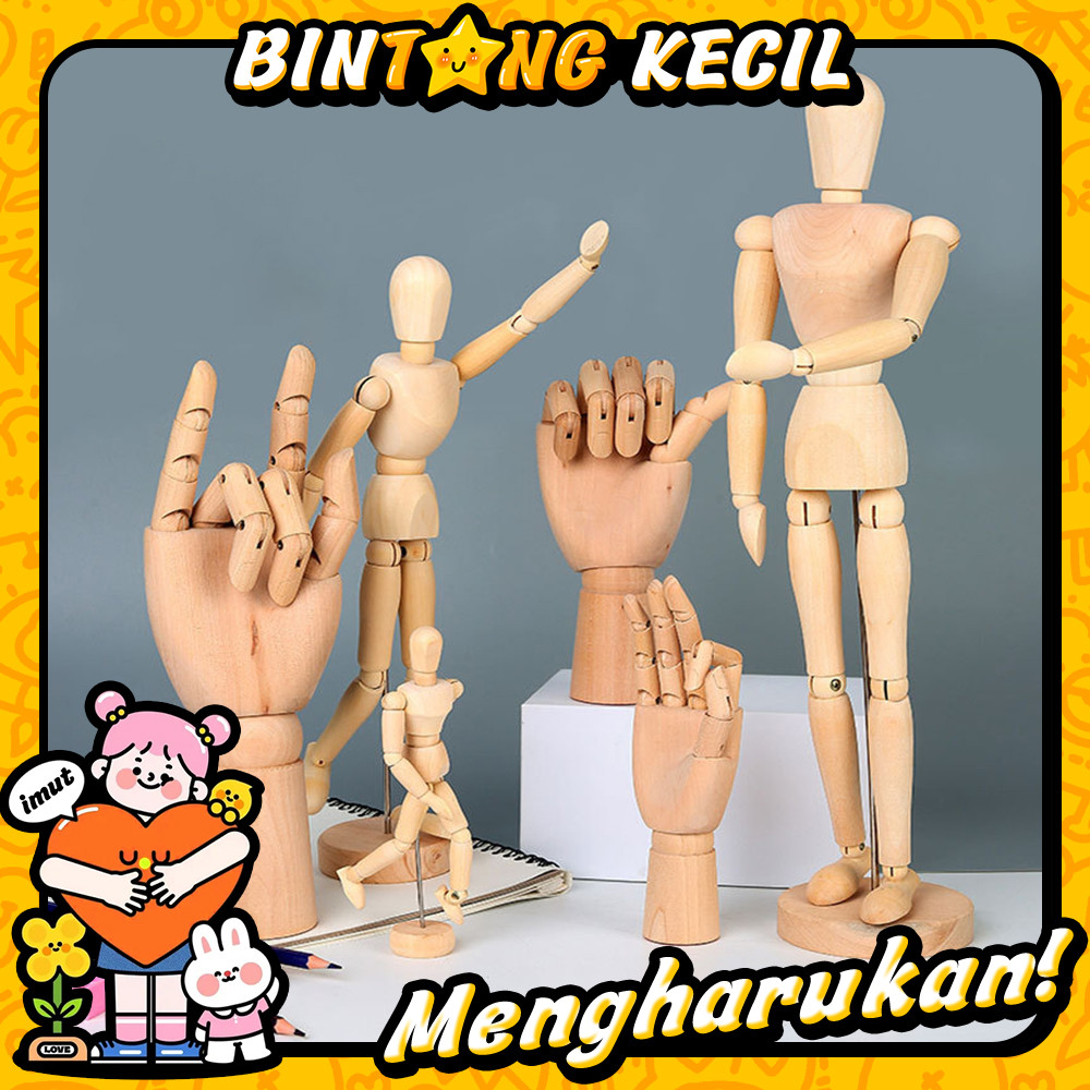 Jual Mini Mannequin Kayu Manekin Tangan Pajangan Action Figure Hiasan ...