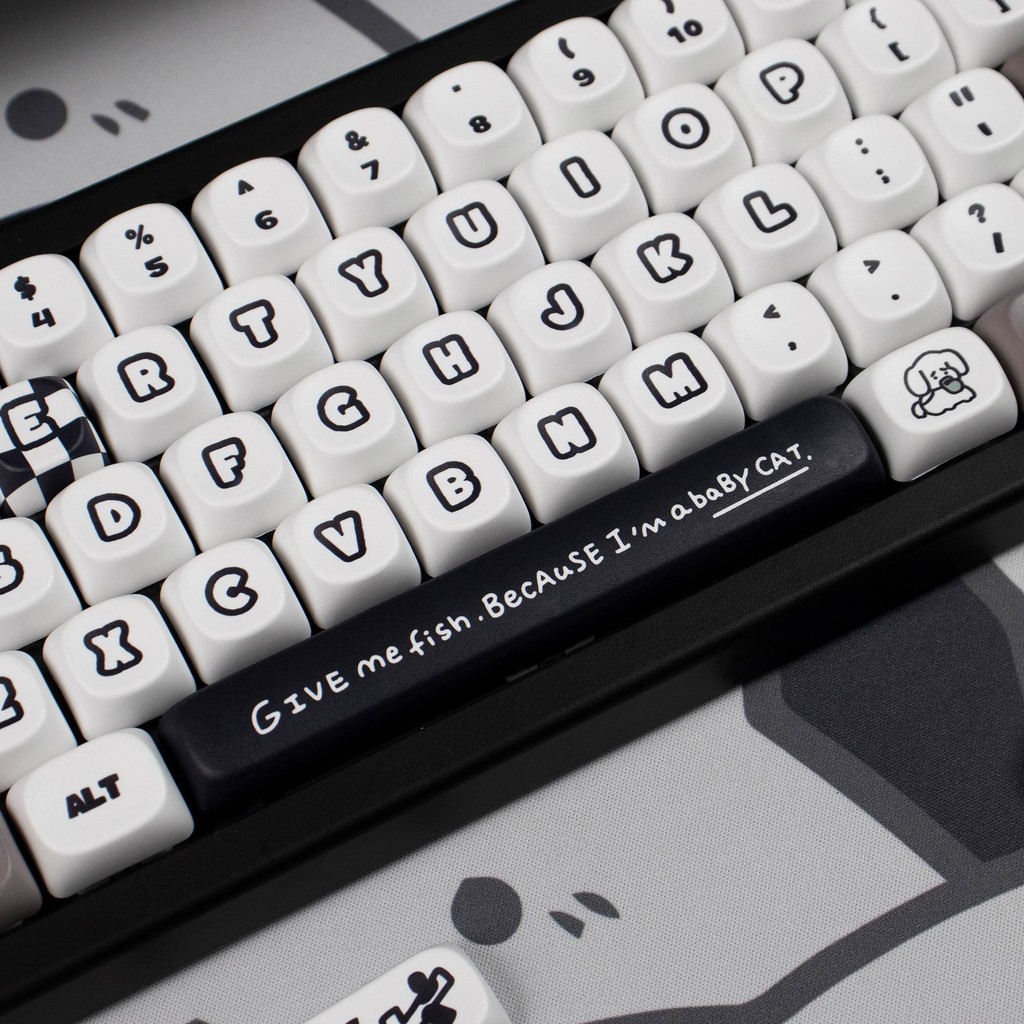 Jual Yongqiu Lucu Keycaps Kucing&Anjing Hitam Putih MOA profil PBT Dye ...