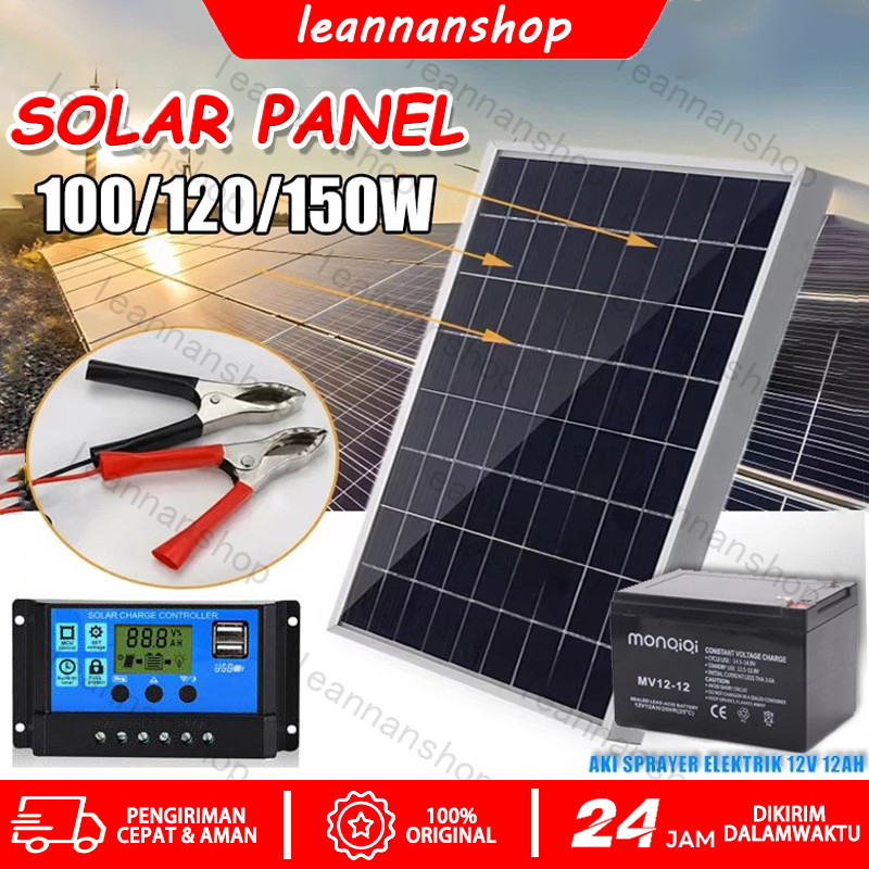 Jual 60W-150W Panel Surya Solar Panel + Aki sprayer elektrik 12V12Ah ...