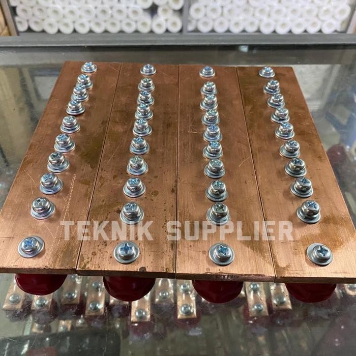 Jual busbar tembaga 5mm x 50mm x 210mm 10baut M6 + isolator komplit tinggal pakai custom tembaga ...