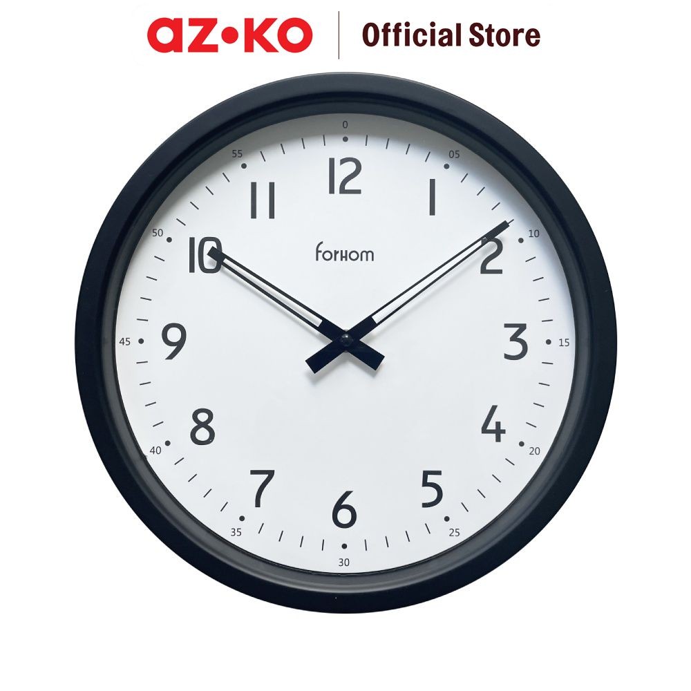 Jual AZKO Forhom 30 cm Kohi Jam Dinding Plastik - Hitam/Putih Wall ...