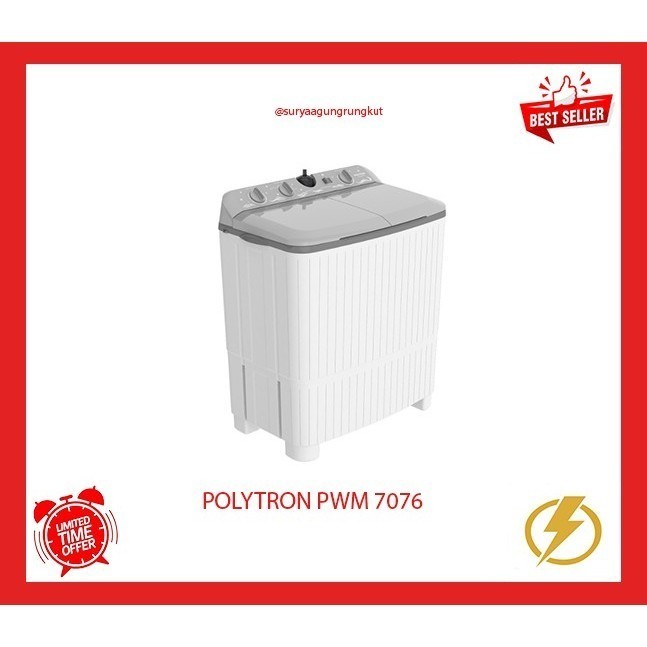 Jual MESIN CUCI DUA TABUNG POLYTRON 7 KG 220 WATT - PWM 7076 | Shopee ...