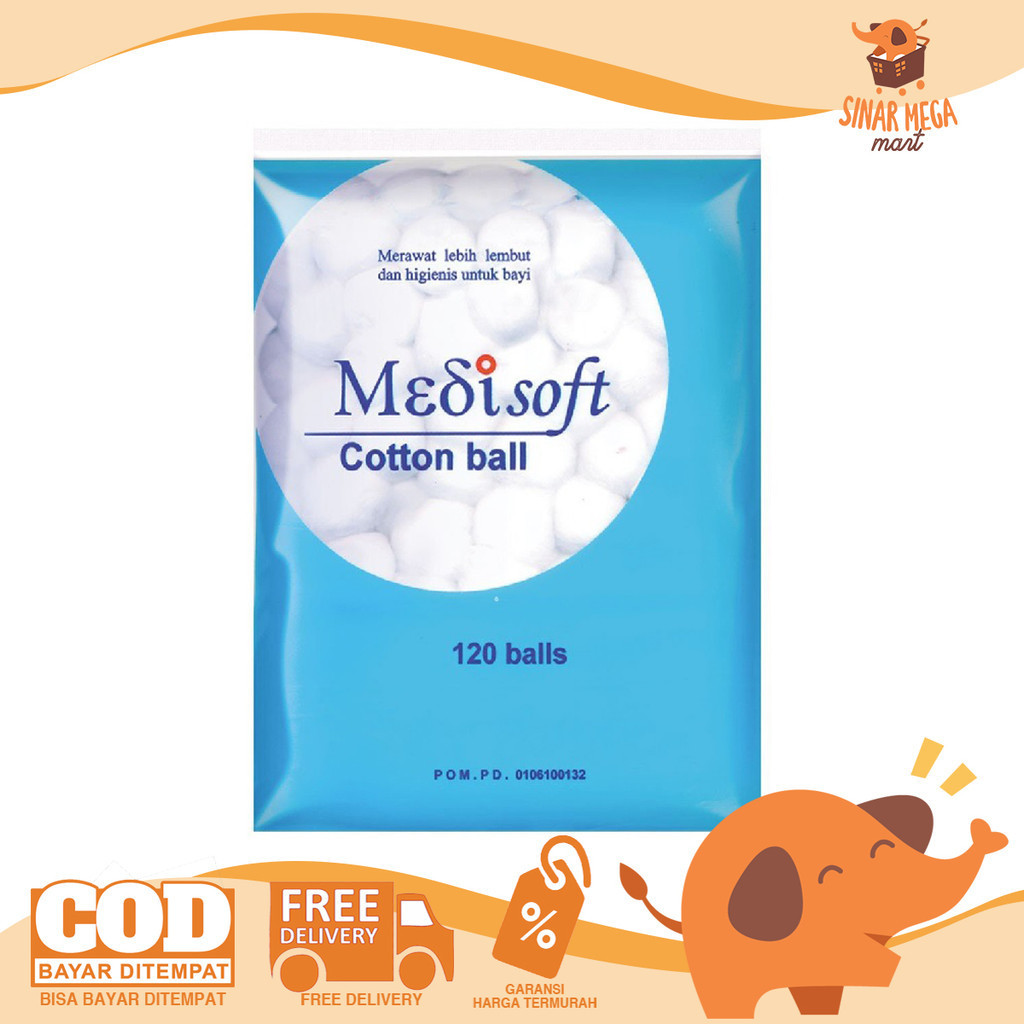 Jual Medisoft Cotton Balls Isi 120 pcs Kapas Bulat Bayi Kemasan Ziplock ...