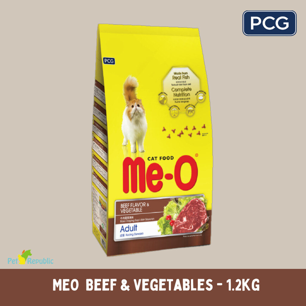 Jual MEO Makanan Kucing Dry Cat Food Beef and Vegetables 1.2kg | Shopee ...
