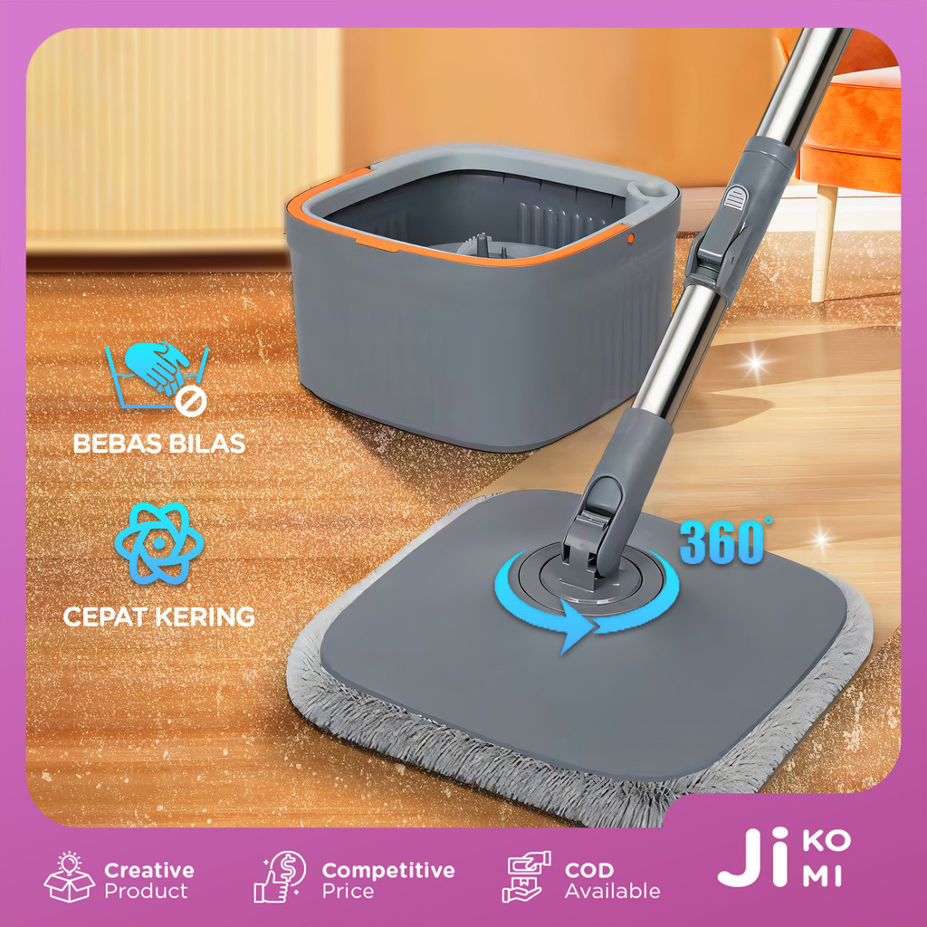 Jual SET ALAT PEL + EMBER Spin Mop Putar 360° Pembersih Lantai Cepat ...