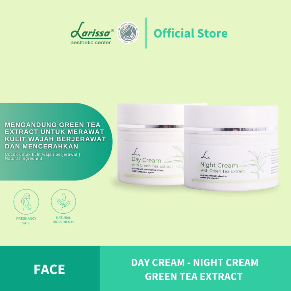 Jual Larissa Cream Pagi Malam Green Tea Acne / Green Tea Extract Krim ...