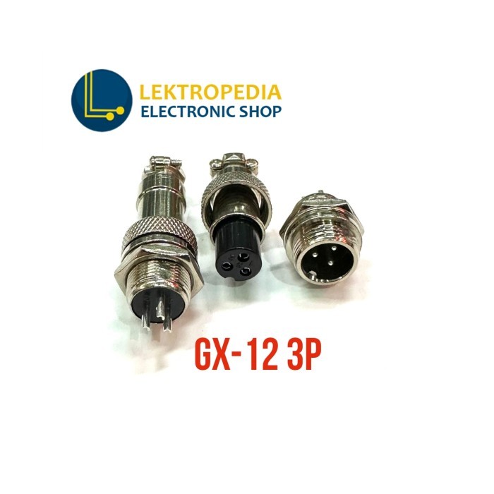 Jual Konektor CB 3 pin GX-12 Connector 3pin 3p 3 p kaki Jack Socket male female GX12 Aviation ...