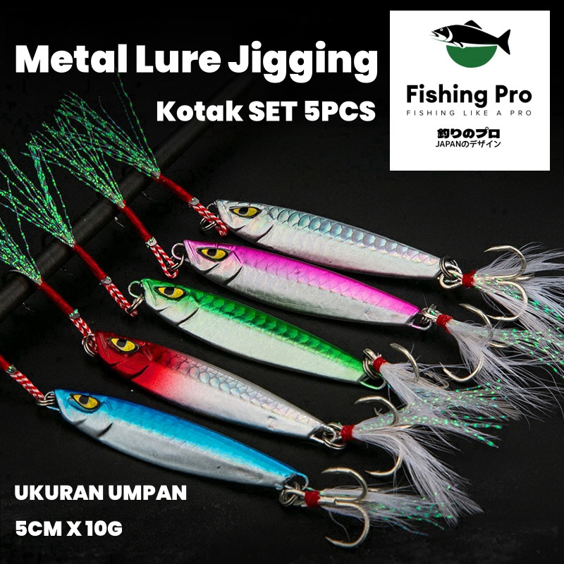 Jual SEAHUNTER Umpan Pancing Jigging Bait Lure Hook 1 Set Box (10gx5pcs) 7g/10g/15g/20g ...