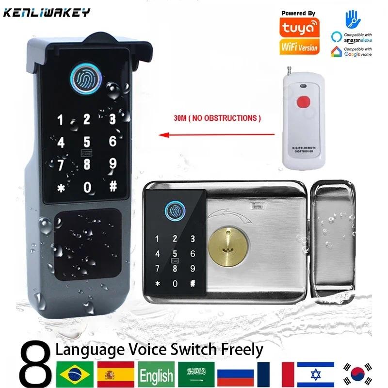 Jual Tuya Wifi Smart Lock Outdoor Waterproof Fingerprint Biometric ...