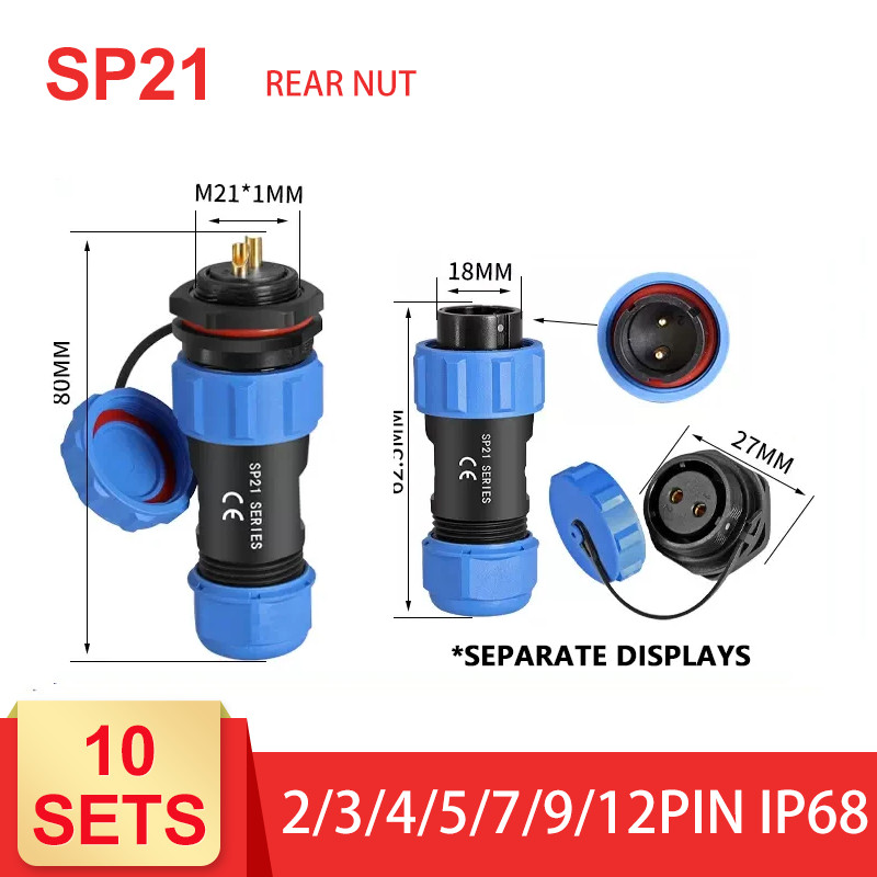 Jual 10 Sets SP21 2/3/4/5/7/9/12 pin waterproof connector,waterproof electrical Male and female ...