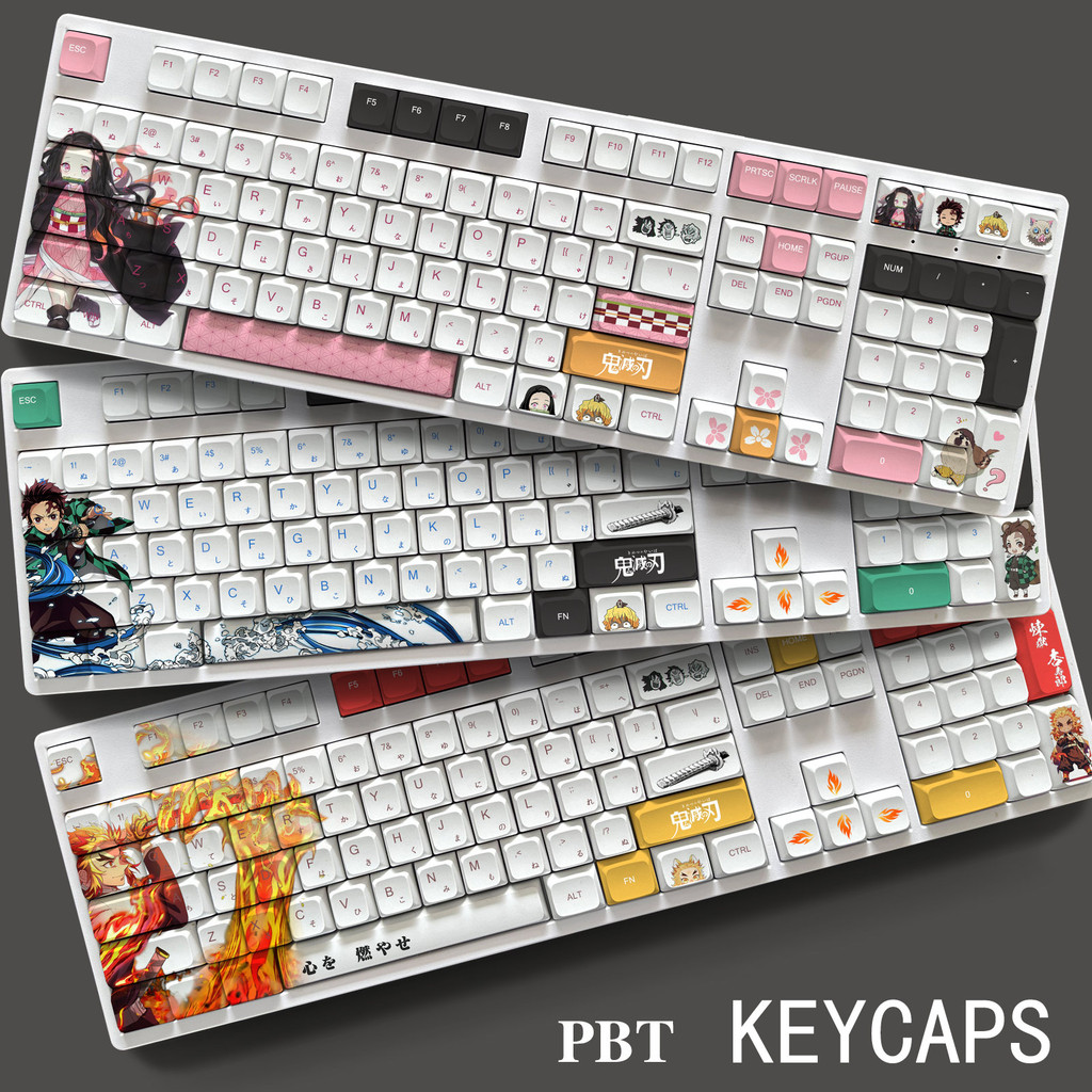 Jual Demon Slayer Pbt Material Keycaps Set for ANSI Mechanical Keyboard ...