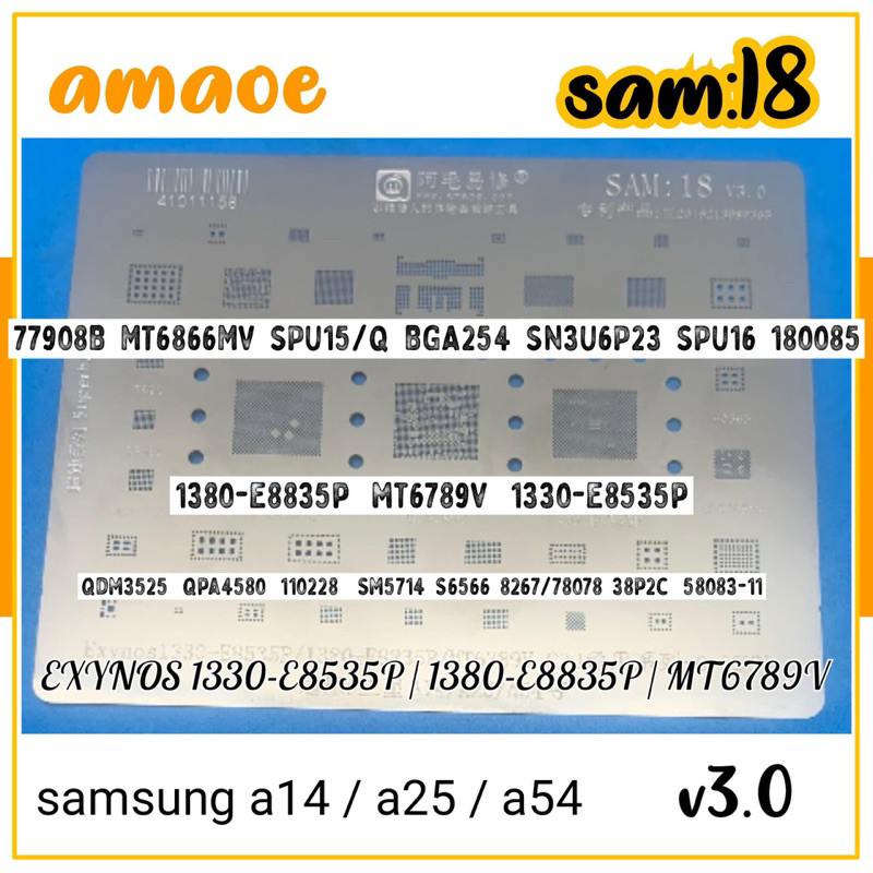 Jual PLAT CETAKAN BGA AMAOE SAM 18 77908B MT6866MV SPU15/Q BGA254 SN3U6P23 SPU16 180085 1380 ...