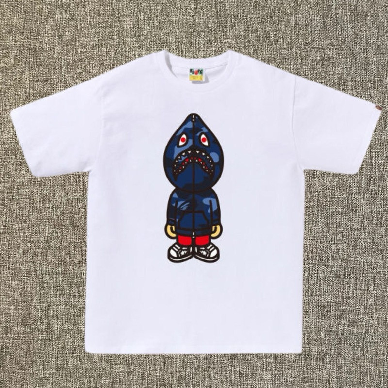Jual Bape Colar Camo Classic Milo Shark Tee White Original / Baju Kaos ...