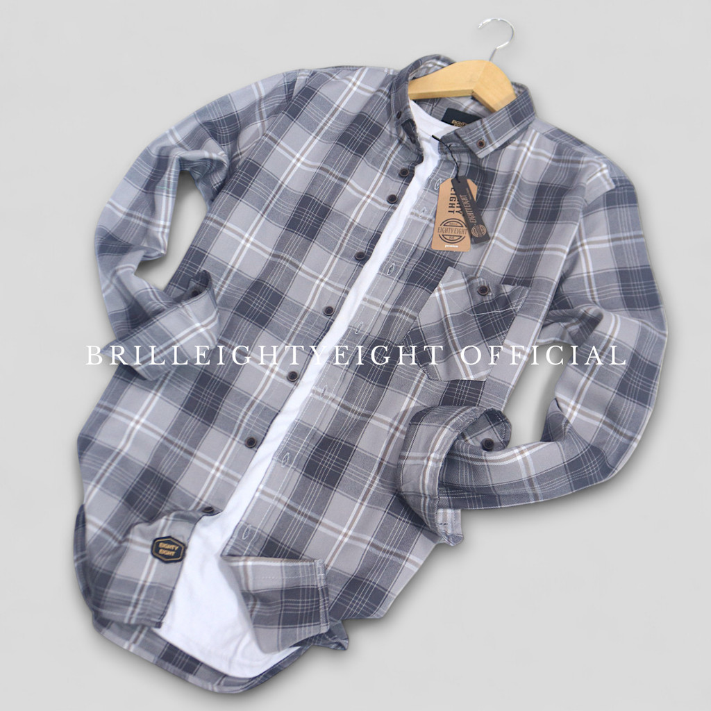 Jual Brill Eighty Eight - Kemeja Flanel Panjang Premium Stone Sgry Wht Milo 88 L3768 | Shopee ...