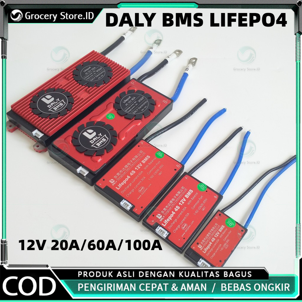 Jual DALY BMS LIFEPO4 4S 12V 20A - 200A COMMON PORT - SAME PORT | Shopee Indonesia
