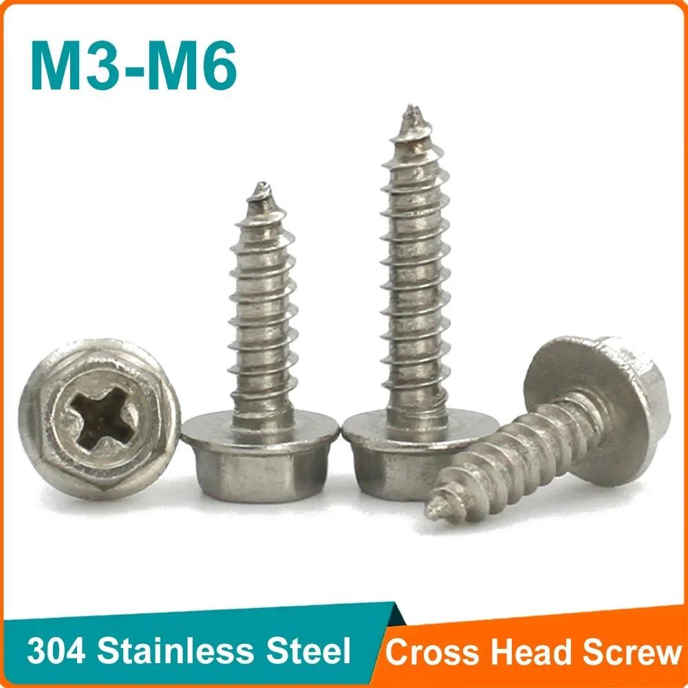 Jual 10-50pcs 304 Stainless Steel M3 M4 M5 M6 Self-Tapping Phillips Hex ...