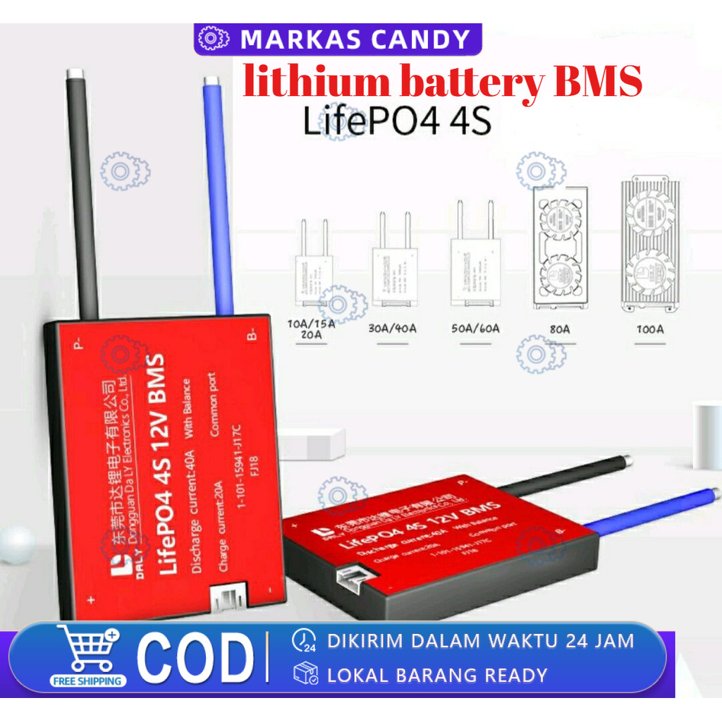 Jual BMS lifepo4 4S 60A merk DALY 4S 8S 16S 20S 50A 60A 80A 100A 40A 12V 24V 48V 60V | Shopee ...