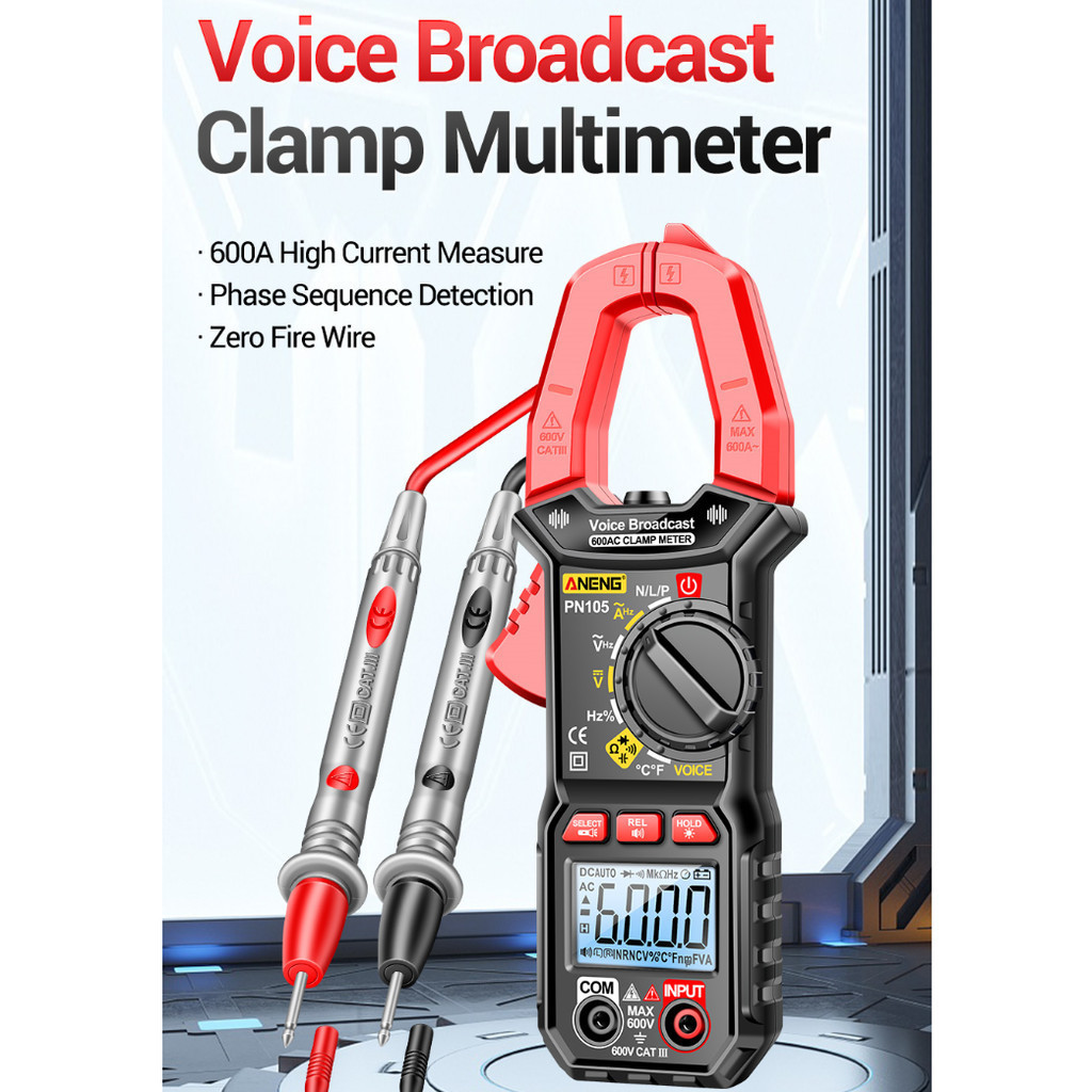 Jual Digital Multimeter Voltage Tester Clamp Meter Voice Indicator ...