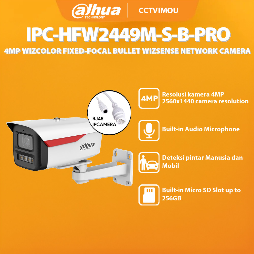 Jual DAHUA IPC-HFW2449M-S-B-PRO 4MP WIZCOLOR FIXED-FOCAL BULLET WIZSENSE NETWORK CAMERA | Shopee ...