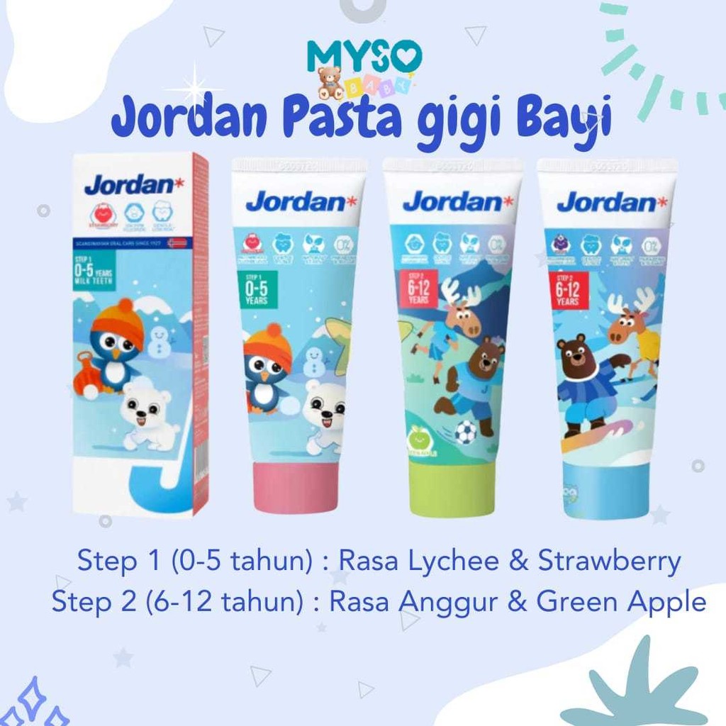 Jual Jordan Pasta Gigi anak bayi 75gr Step 1 2 Odol baby kids rasa buah ...