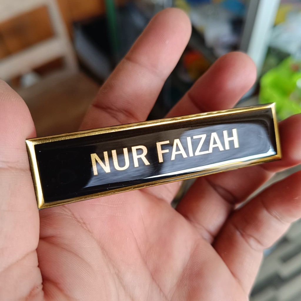 Jual Papan Nama Dada MAGNET Lapis Resin premium (GOLD ASLI)/Name Tag ...