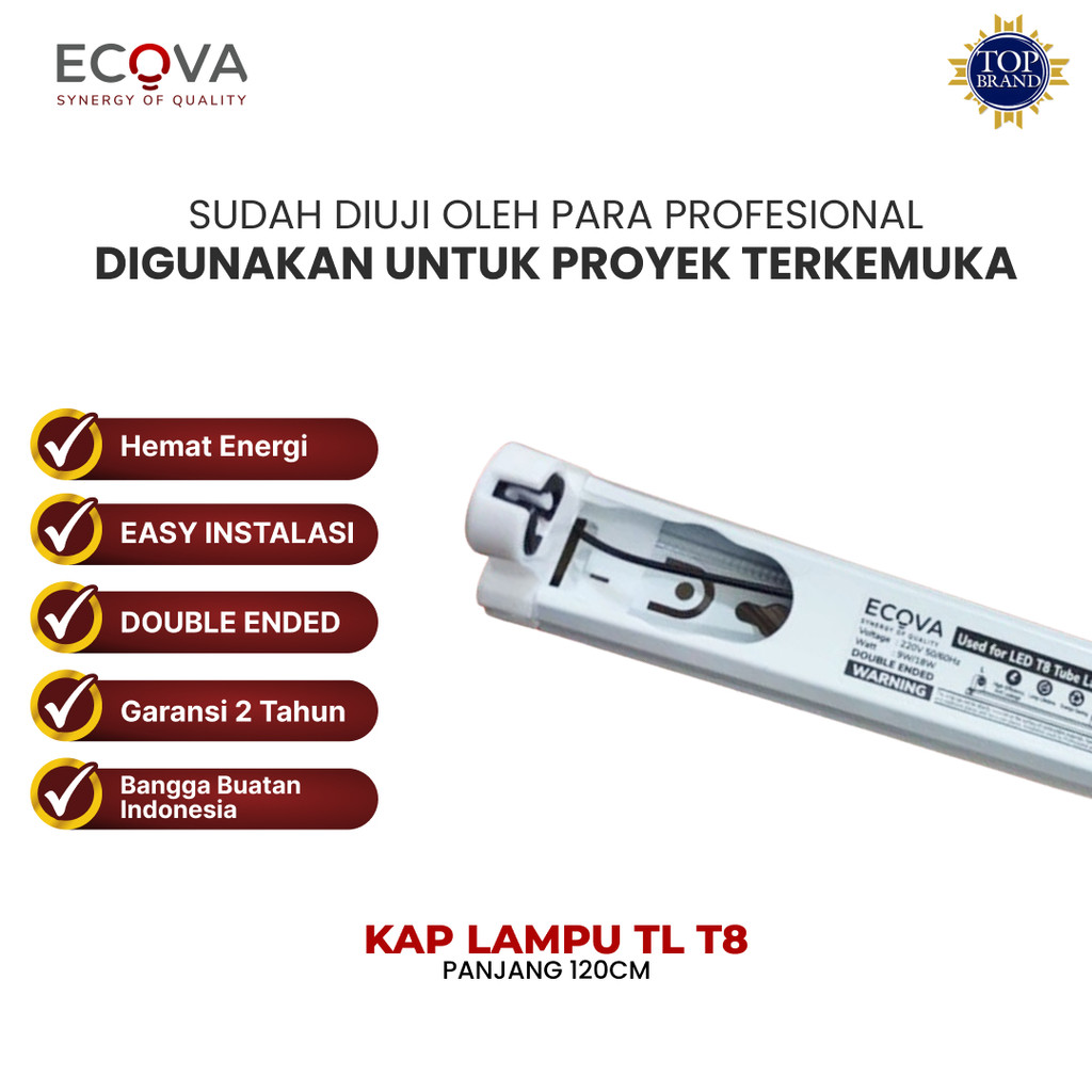 Jual Ecova - KAP Sarang Rumah Lampu TL Tube T8 Kuat Tahan Lama 120CM | Shopee Indonesia