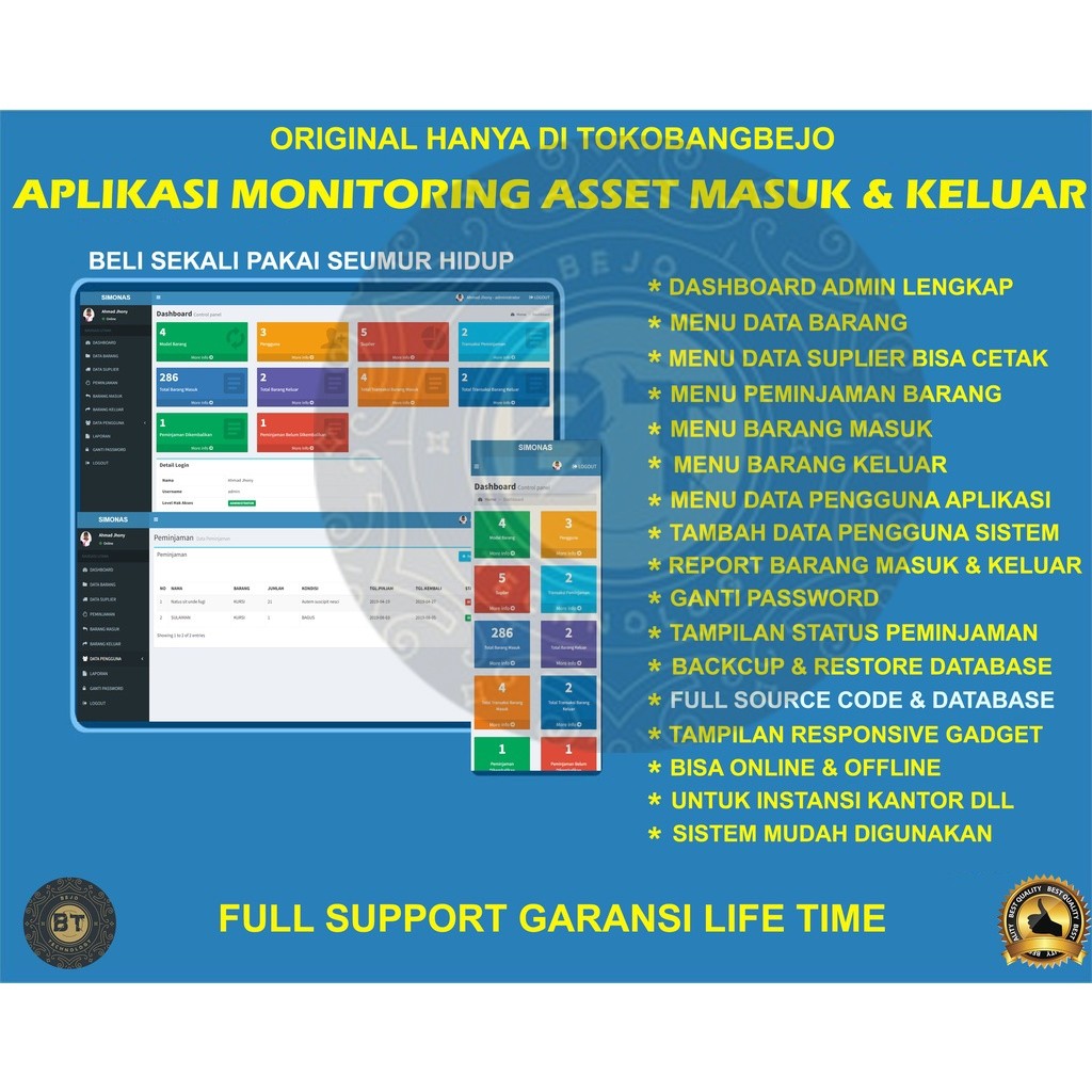 Jual APLIKASI WEB SOURCE CODE SISTEM INFORMASI INVENTARIS MONITORING ASET PHP 7 MYSQLI LENGKAP ...