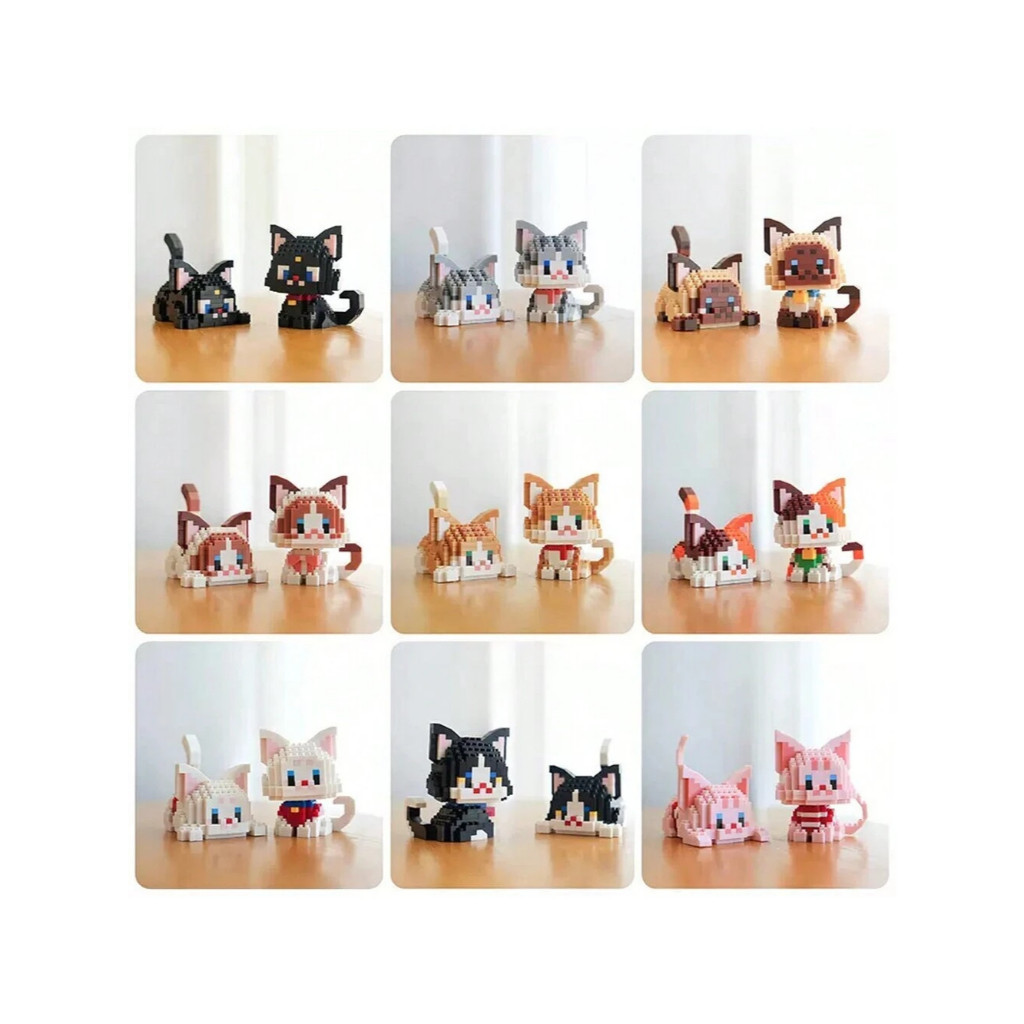 Jual DIY Bricks Mini Cat Kitten Building Block Nano Blok Model Kucing ...