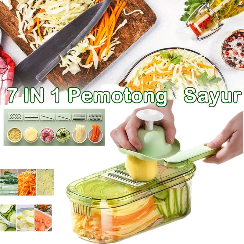 Jual 7 IN 1 Pemotong Sayur Multifungsi Dengan Kotak / Parutan Stainless ...