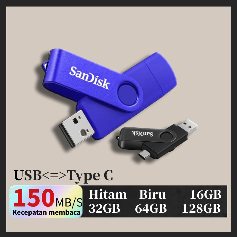 Jual SANDISK FLASHDISK OTG TYPE C USB 32GB/64GGB/128GB FLASH DRIVE ...