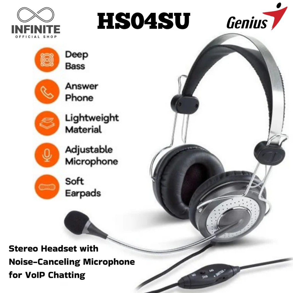 Jual Headset Headphone Gaming Microphone GENIUS HS04SU Kabel Jack 3,5mm ...