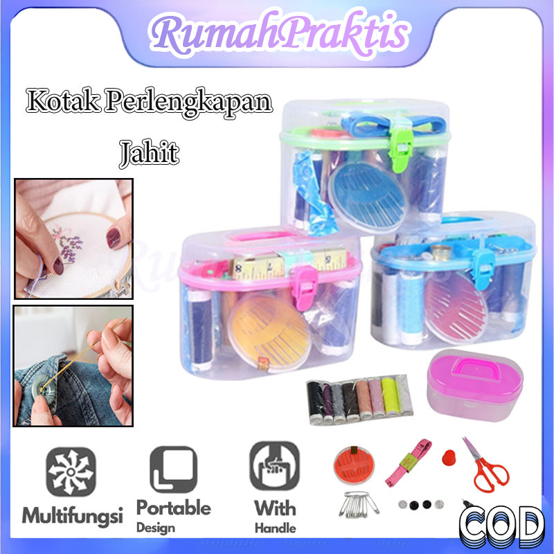 Jual kotak alat jahit/ set alat benang sewing kit box/alat jahit 1 set ...
