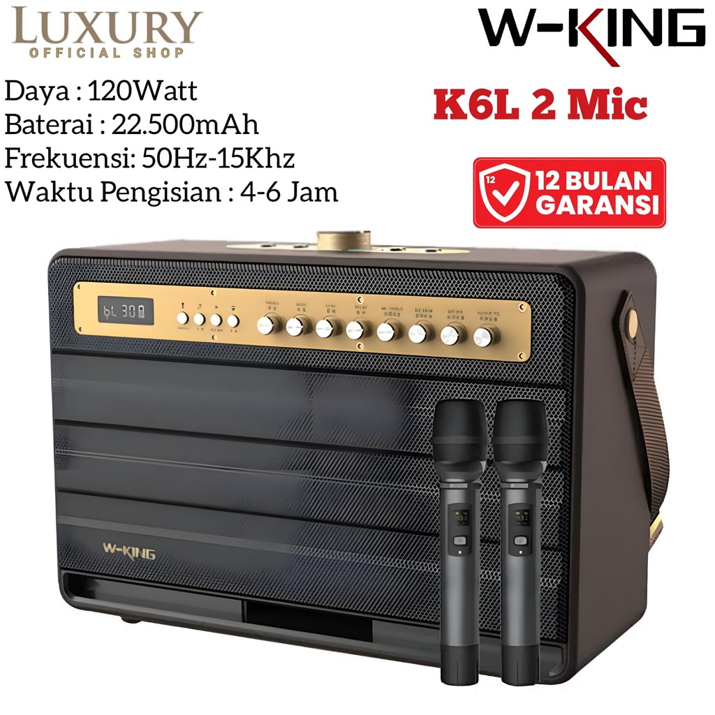 Jual Speaker Bluetooth Karaoke Wking TWS K6L 2 Mic Party Box Sound Bass ...
