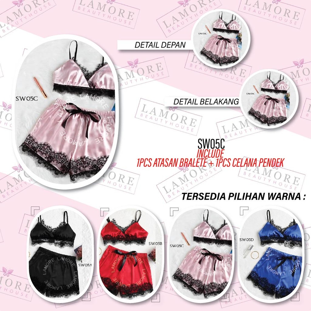 Jual Baju Tidur Seksi Wanita Satin Lingerie Premium Pink SW05C | Shopee ...