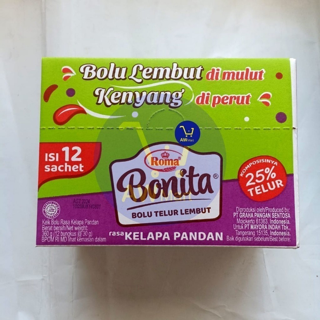 Jual ROMA BONITA BOLU LEMBUT TELUR BOX ISI ( 12 SACHET X 30 GRAM ...