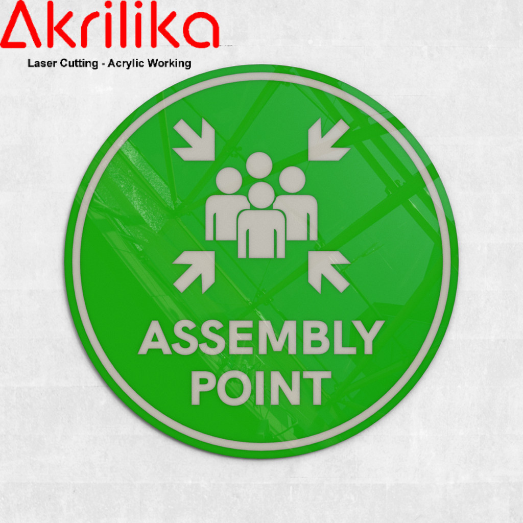 Jual AKRILIK SIGNAG/SIGN "ASSEMBLY POINT/TITIK KUMPUL" BENTUK BULAT ...