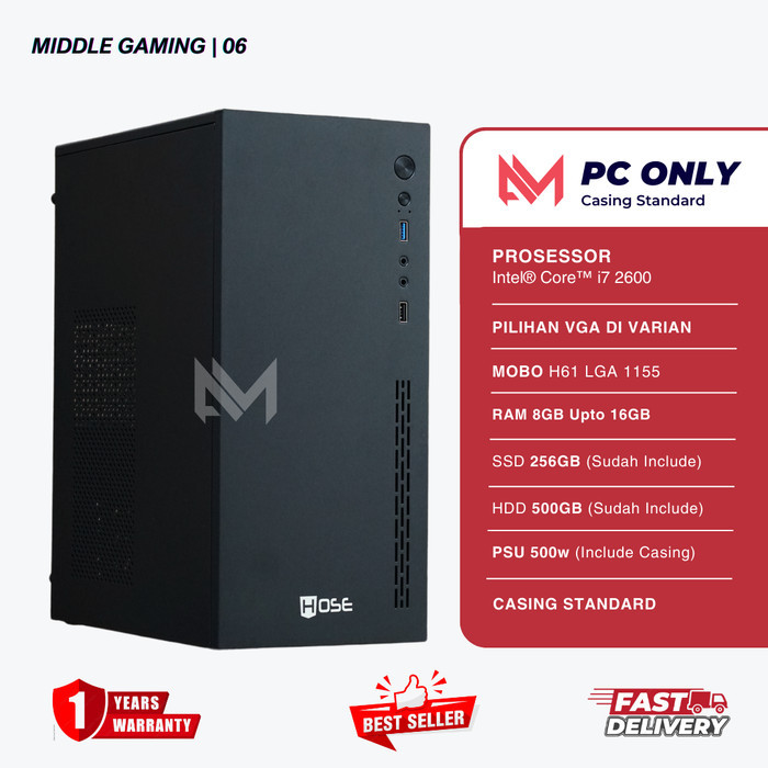 Jual PC Gaming Full Set Murah Core i7 HDD 500GB SSD 256GB VGA Card Komputer Rakitan LED 24" Siap ...
