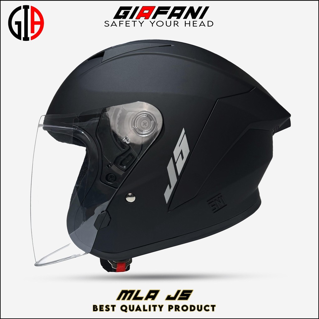 Jual Helm MLA J5 | Hitam Doff Kaca Visor Bening SNI | Shopee Indonesia