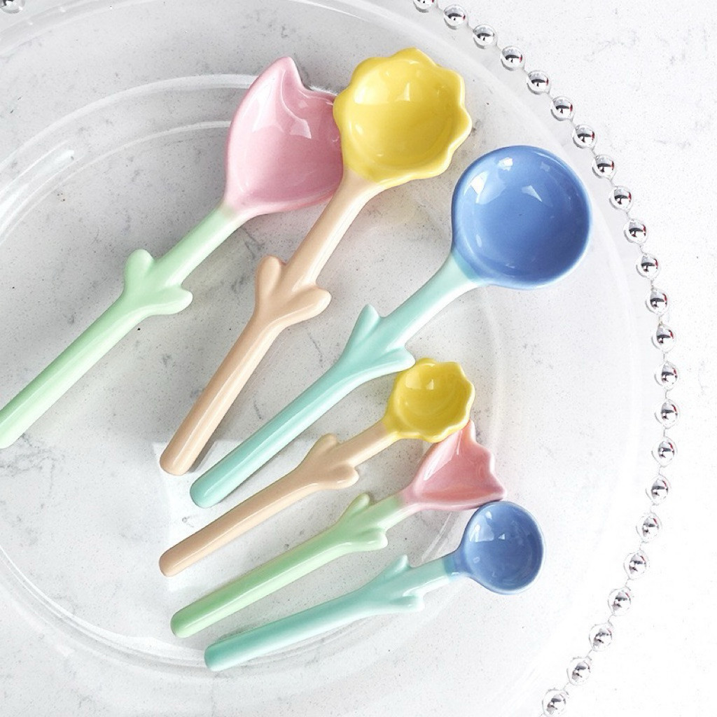 Jual LIVINSTORE Girlish Tablespoon Sendok Makan Sendok Teh Keramik ...