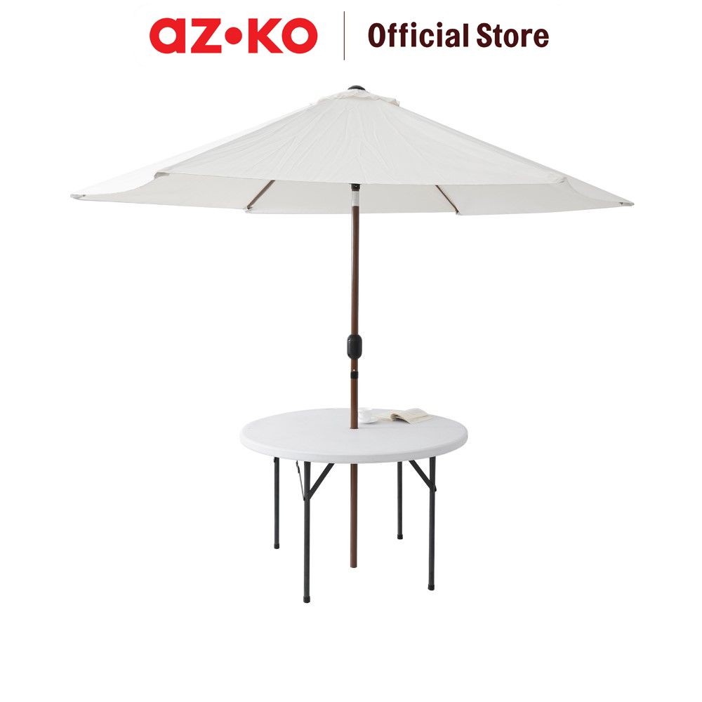 Jual AZKO Krisbow 115 cm Meja Teras Lipat Round - Putih/Abu-Abu Meja ...