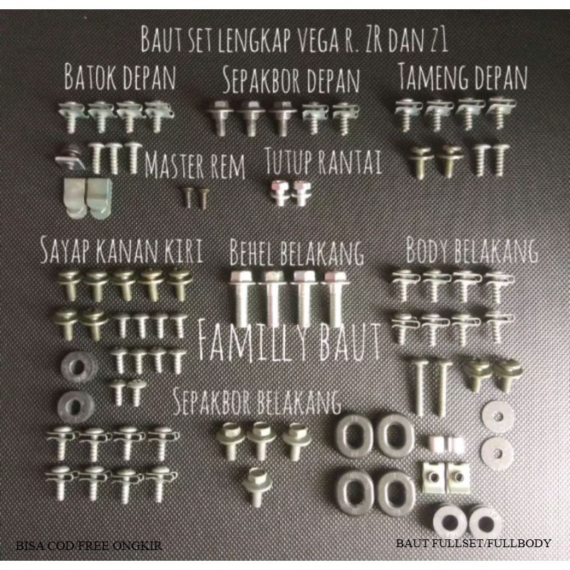 Jual Baut Motor Baut full body motor (lengkap) Yamaha Vega ZR | Shopee ...