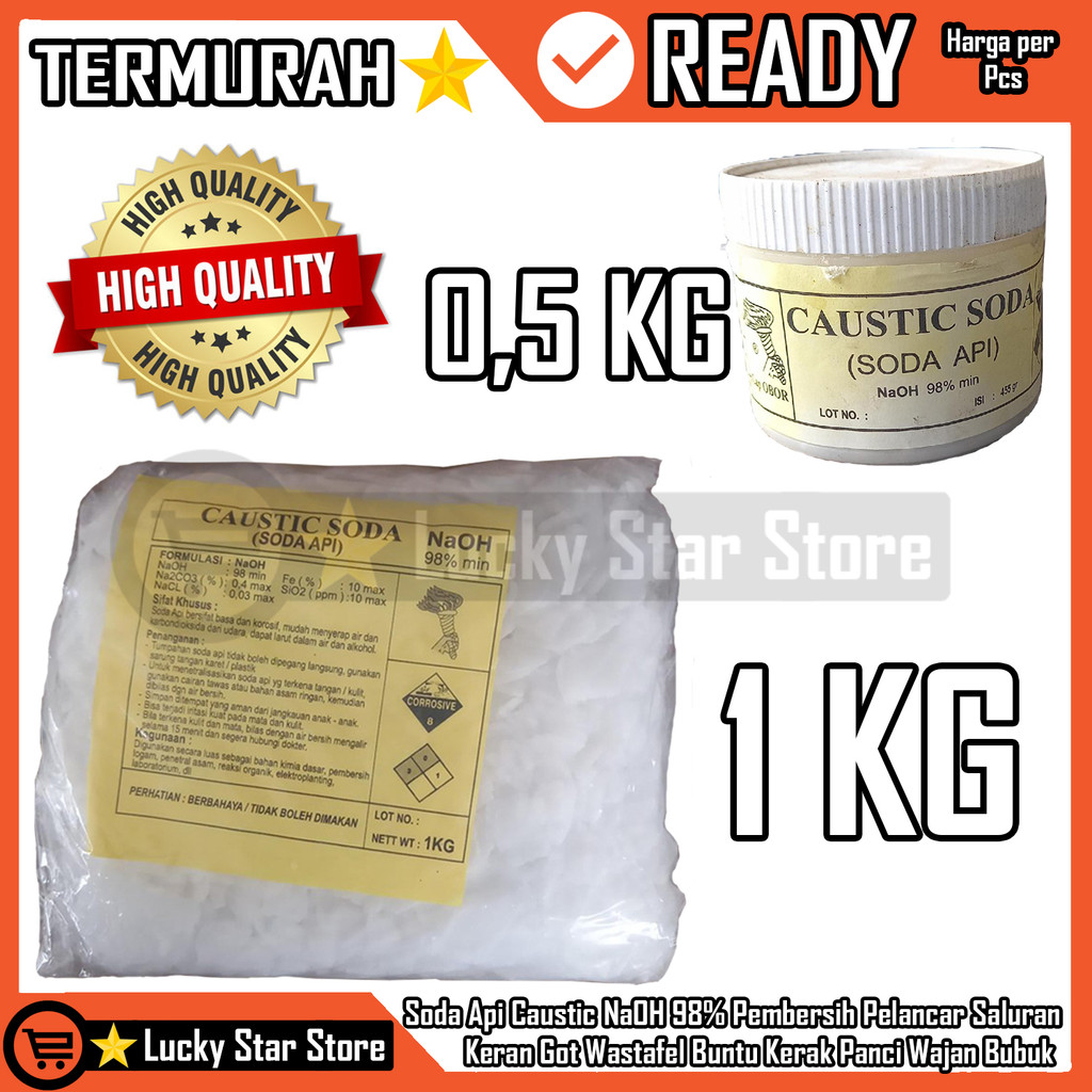 Jual Soda Api Caustic Naoh Obat Anti Sumbat 1 Kg Serbuk Bubuk Anti ...