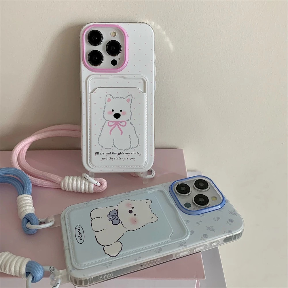 Jual 【SatSet.ind】Cute Card Case Puppy & Bunny Case with rope strap ...