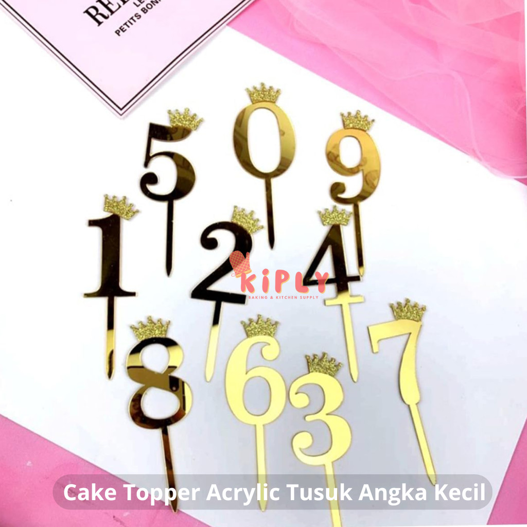 Jual Cake Topper Acrylic Tusuk Angka Kecil/Cake topper Acrylic Tusuk ...