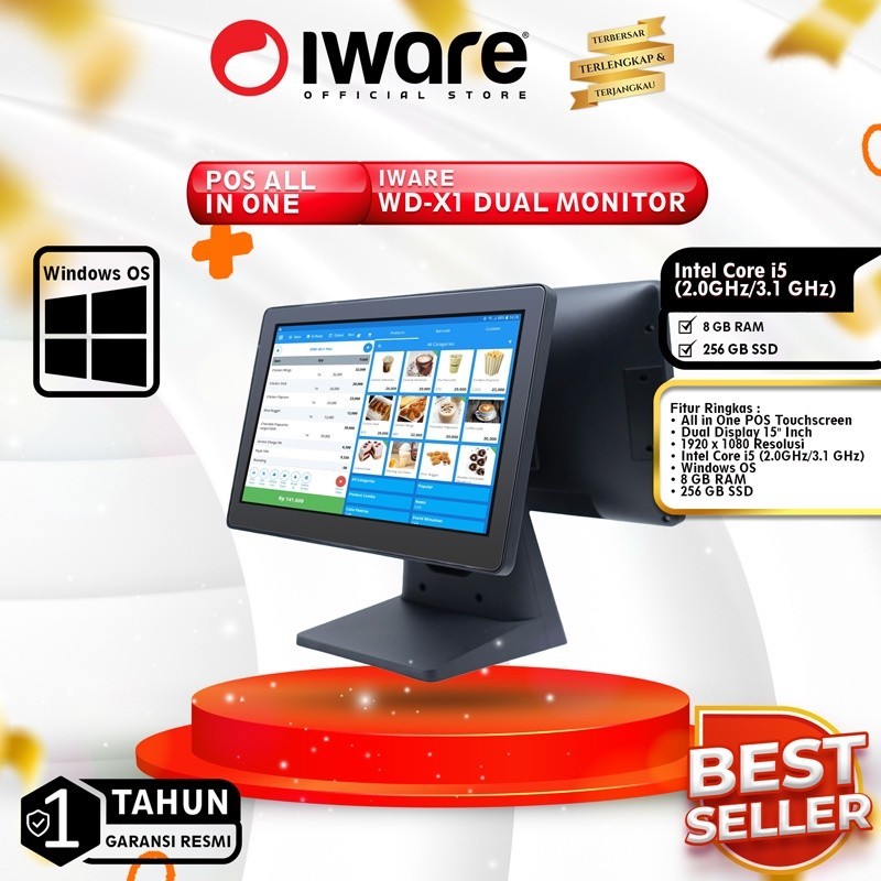Jual Iware Pos All In One WD-X1 Dual 8/256 GB Core i5 Windows Dual ...