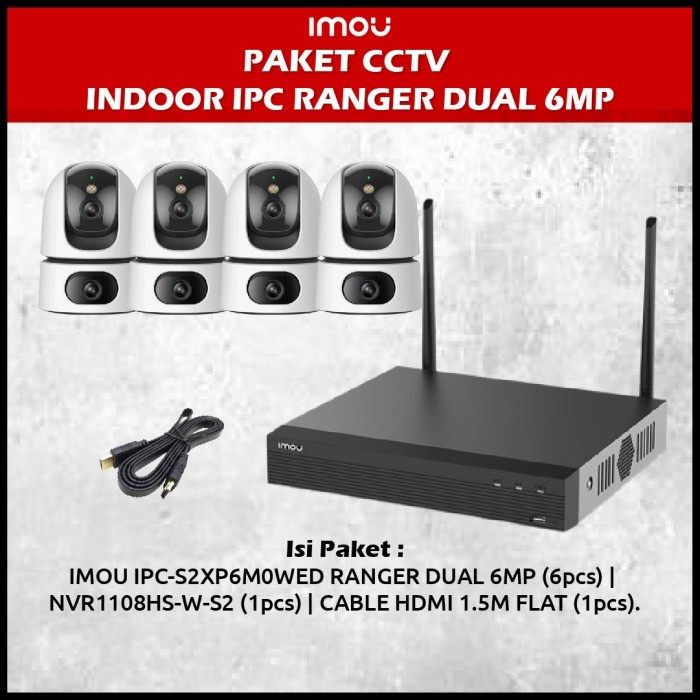 Jual PAKET IP CAMERA IMOU IPC-S2XP6M0WED RANGER DUAL 6MP INDOOR 6 ...