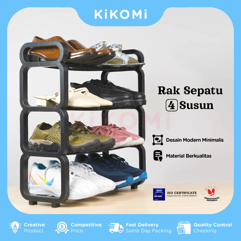 Jual RAK SEPATU SANDAL 4 SUSUN PLASTIK ASTER Minimalis Portable Bongkar ...