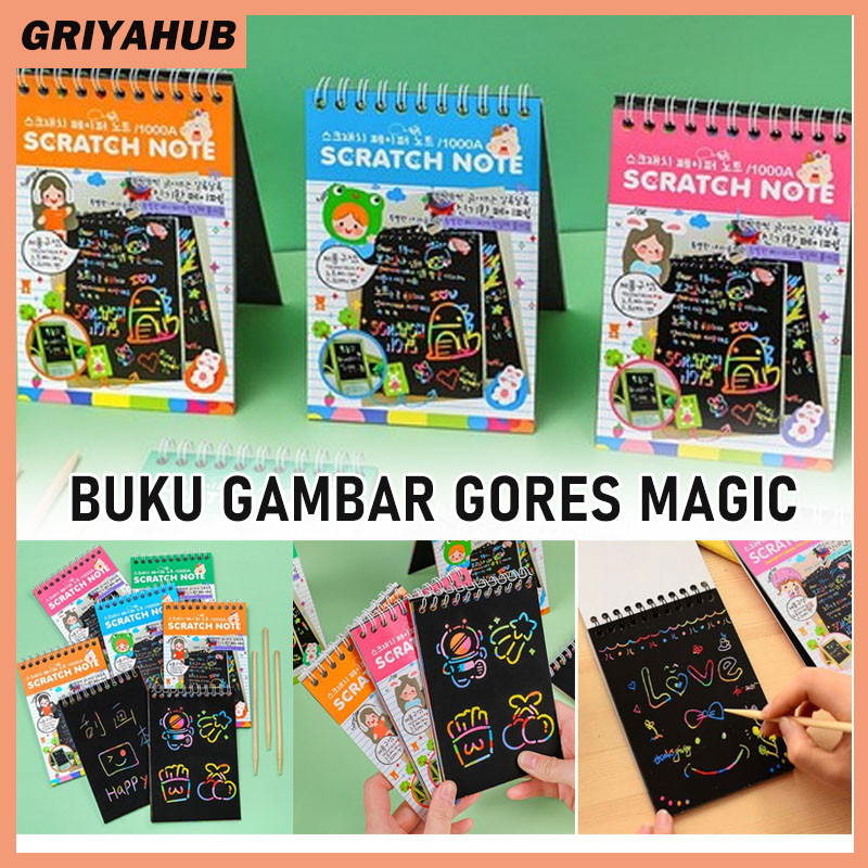 Jual Buku Gambar Gores Magic/Scratch Note Magic/Tulis Gores Gambar DIY ...