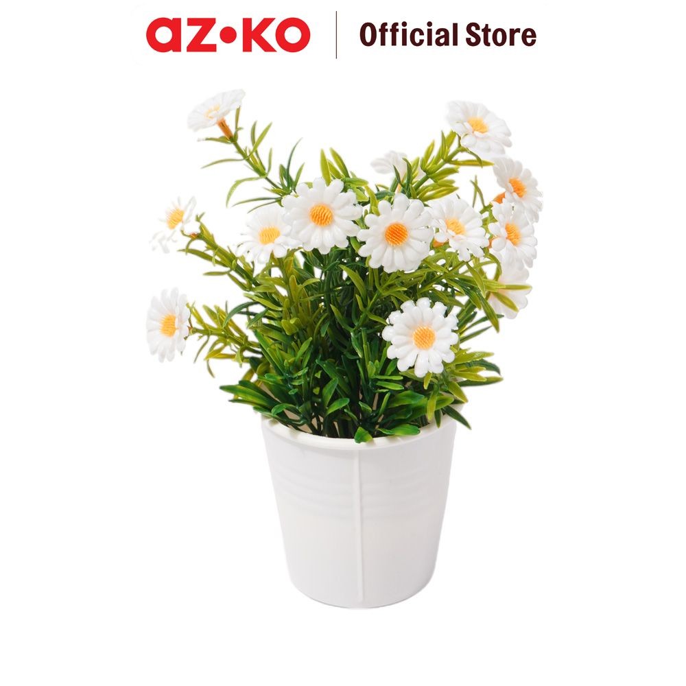 Jual AZKO Arthome Bunga Artifisial Grass Daisy Potted Tumbuhan Tanaman ...