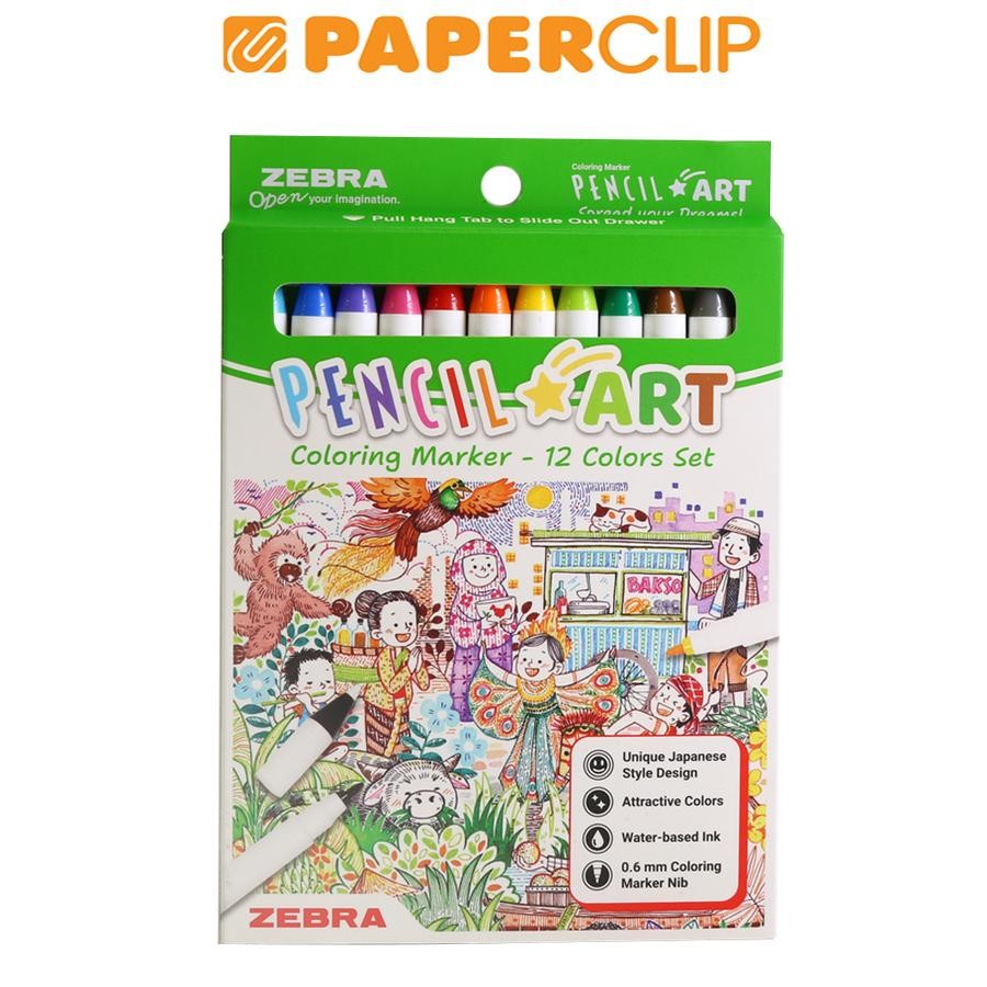 Jual SPIDOL / COLORING MARKER ZEBRA PENCIL ART SET 12C | Shopee Indonesia